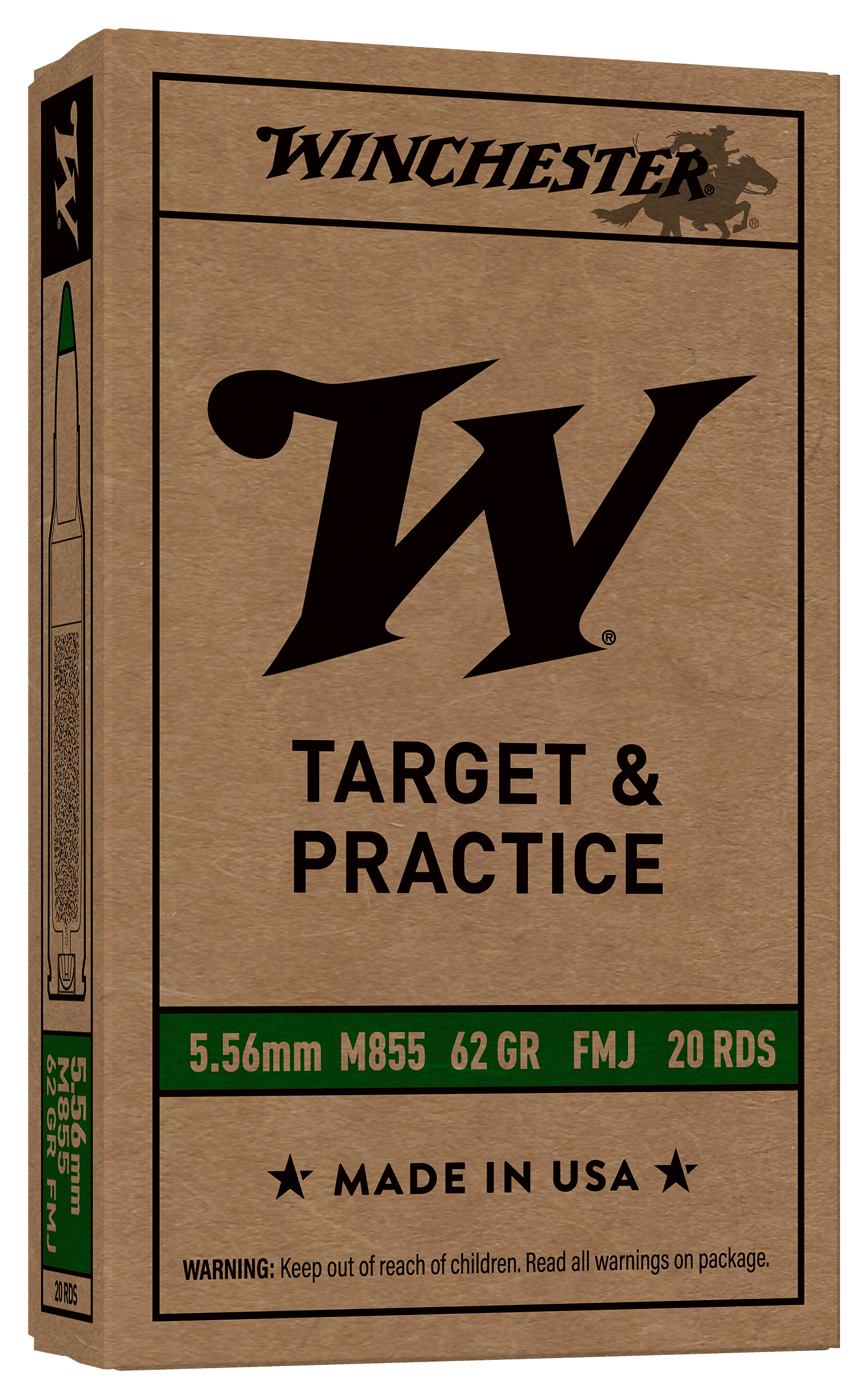 Winchester M855 Green Tip 5.56x45mm NATO 62 Grain FMJ Centerfire Rifle ...